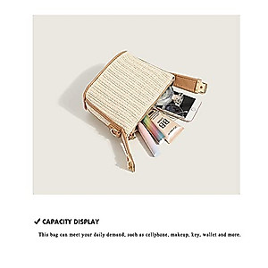 KITOLTER Straw Shoulder Bag Clutch Crossbody Bag Casual Beach Handmade Bag Handbag for Women (Straw)