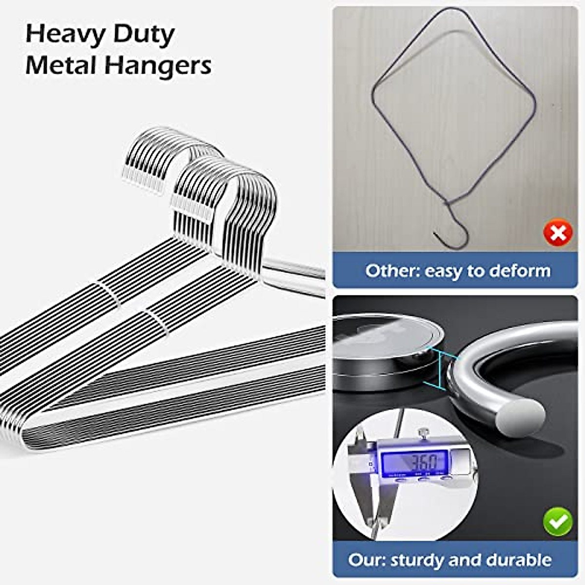 SLEEPING LAMB Metal Hangers 100 Pack Clothes Hangers - Coat Hangers for Closet-16.4 inch Stainless Steel Heavy Duty Hangers for Suits, Shirts, Pants