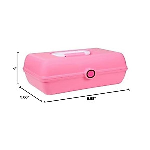 Plastic Accessory Cases with Carrying Handle, 5.875x8.875x4 in (Pink)