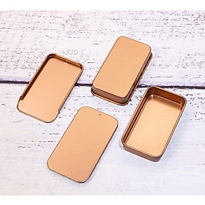 Mini Skater 2.4"x1.3"x0.43" Extra Small Metal Slide Top Tin Containers Sliding Cover Push-Pull Tin Box Portable Slide Cover Storage Box for Jewelry Cosmetic Organizer(Rose Gold) (8)