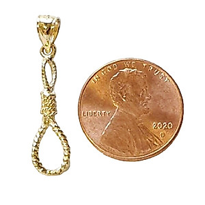 SURANO DESIGN JEWELRY 14k Yellow Gold Hangman's Knot Noose 3D (3 Dimensional) Pendant, Made in USA