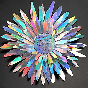 Cheerland 3D Iridescent Flowers Peel and Stick Wall Decals for Party Door Window Decorations, Classroom Decor, and Bedroom Mural - Holographic Paper Flowers - 40pcs