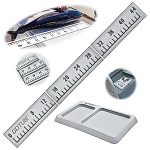 Goture Boat Foam Fishing Ruler and Cell Phone Holder Kit,2 in 1 Fishing Boat Dash Accessory Adhesive Backing Fishing Tool,44" Fishing Measurement Tool Boat Gadgets Segmented Fish Measuring Board