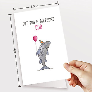 Ulbeelol Cod Fish Themed Funny Birthday Card - GOT YOU A BIRTHDAY COD, Happy Birthday Card