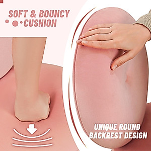 Furniliving Velvet Vanity Stool Vanity Chair with Back Makeup Chair for Vanity with Metal Legs, Mid Century Living Room Chair, Modern Chair for Dressing Room, Bedroom(Pink)