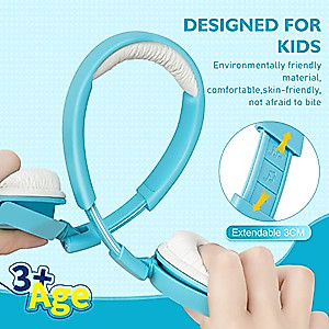 SHON Kids Wireless Fold On-Ear Headphones - Blue Foldable Stereo with 3.5mm Jack Wired Kids Headphones,for Kids/Teen/Boy/Girl/Smartphone/School/Kindle/Airplane Travel/Airplane/Tablet (Blue)