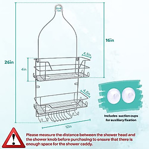 KeFanta Shower Caddy over Shower Head, Silver Hanging Shower Organizer, Shower Storage Rack with Hooks for Razor, Bathroom Shampoo Holder