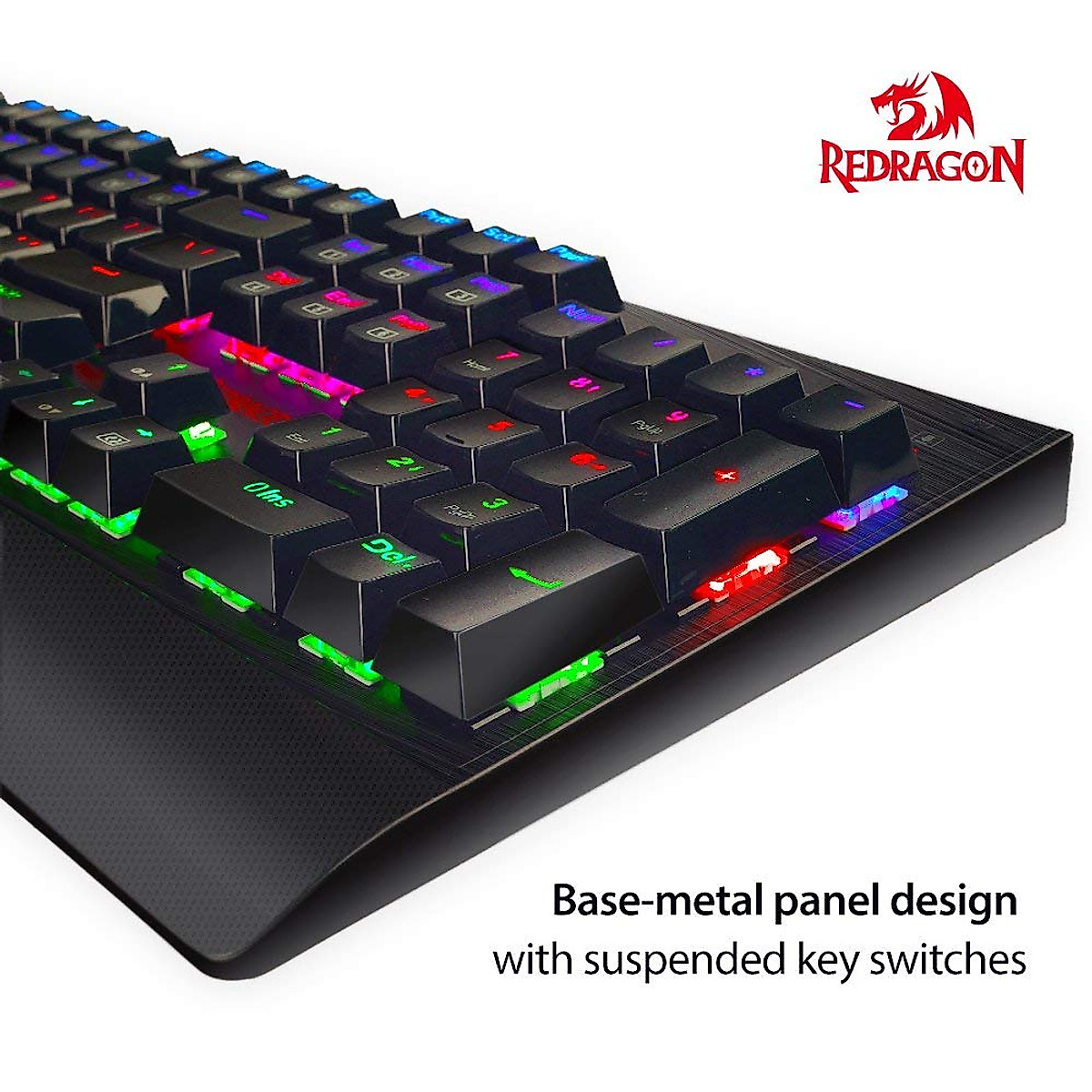 Redragon K557 RGB Backlit Mechanical Gaming Keyboard with Blue Switches, Aluminum Base, Anti-ghosting 104 Keys