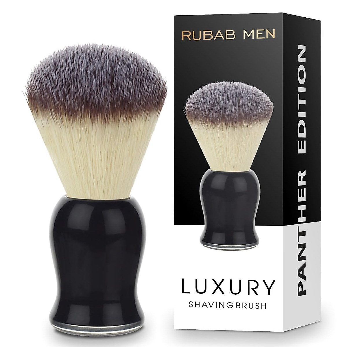 RUBAB MEN Premium Shaving Brush for Men Made with Cruelty-Free Soft Bristles |Panther Edition| Experience Luxury Wet Shave | Boosting an Elegant Black-Toned Handle Handcrafted by Master Craftsman