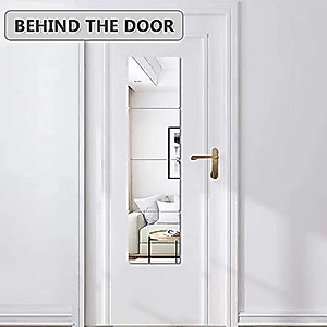 Jitejoe Wall Mirror Tiles,8''x8''x4PCS,Full Length Tiles,Flexible Full Body Mirror for Bedroom,Living Room,Acrylic Wall-Mounted Mirrors,Frameless Tiles (8''x8''-4PCS)