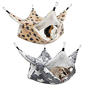 Tierecare 2 Pieces Rat Ferret Hammock Guinea Pig Hanging Bed Soft Hammock for Squirrel, Hamster Guinea Pig Hideout Cage Accessories for Small Animal