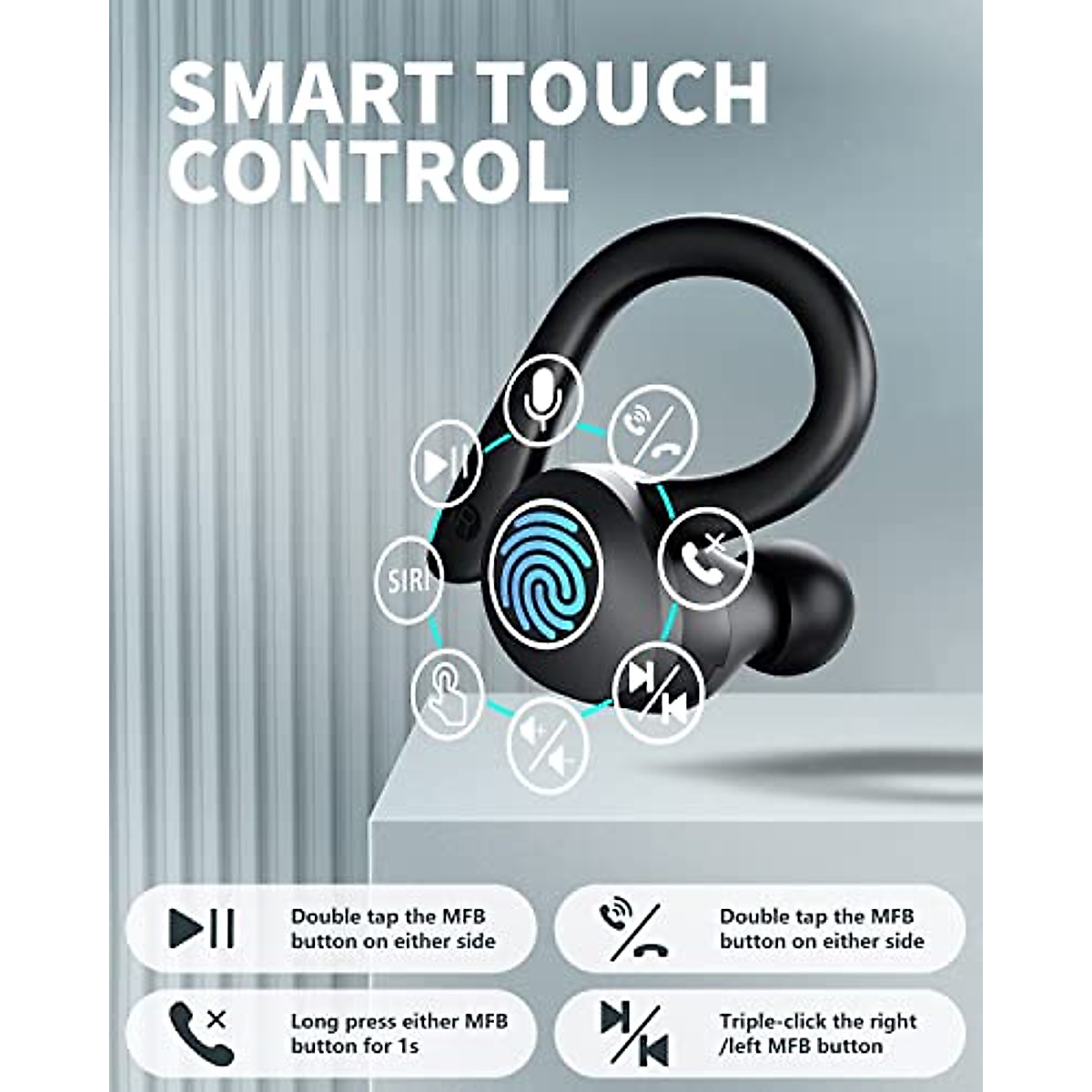 EUQQ Wireless Earbuds Bluetooth 5.3 Headphones for Sports 50Hrs Playtime HiFi Stereo Earphones Noise Cancelling Bluetooth Wireless Ear Buds with Mic for Running audifonos Bluetooth inalambricos