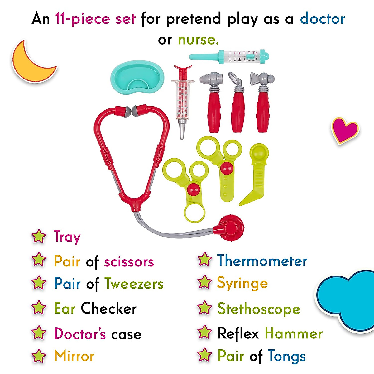 Battat – Pretend Play Doctor Set – Kids Nurse Toys – 10-Pieces & Carry Case – Toddler House Call Playset – 3 Years + – Deluxe Doctor Kit