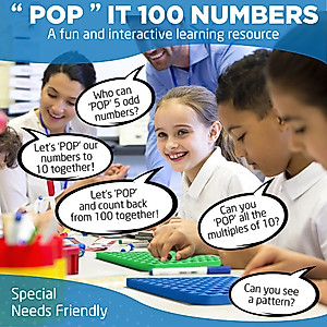 Pop it Numbers 100 Sensory Math Manipulative (Blue) Large Educational Consecutive Number pop it. Autism/ADHD Friendly Classroom Supply is Perfect for Home or Any Elementary Classroom