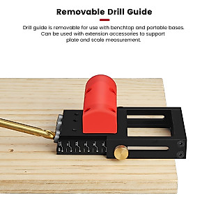 ENJOYWOOD Pocket Hole Jig System with Side Support Adjustable Drill Guide with 2 Drill Bits for Woodworking Aluminum Dowel Jig XK4S PRO