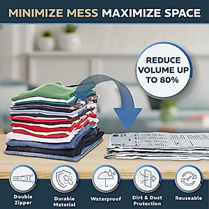 Vacuum Storage Bags 4x XXL (47x35in) + 4x Jumbo (39.5x31.5in) 8 Pack Vacuum Seal Bags for Clothing, Travel, Bedding, Blanket, Toys and Comforter Storage - Space Saver Bags for Storage and Moving