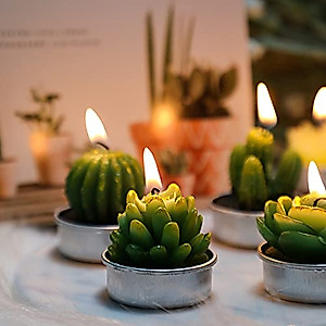 24PCS Cactus Tealight Candles Set, FULANDL Handmade Delicate Succulent Cactus Tealight Candles, Artificial Succulent Plants Candles for Party, Festival, Birthday, Wedding, Home Decor