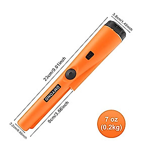 Metal Detector Pinpointer, Professional Waterproof Handheld Pin Pointer Wand, Search Treasure Pinpointing Finder Probe with 9V Battery and LED for Adults, Kids - Orange