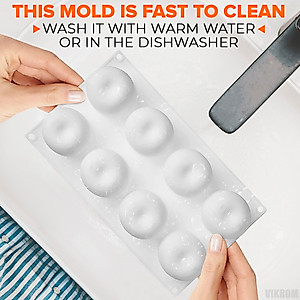 Round Silicone Molds for Chocolate - 8 Cavity Apple Mold 3d Silicone Molds for Baking Molds Silicone Shapes Ice Cream Cake Candy Molds Silicone - White Chocolate Dessert Molds Cake Baking Supplies