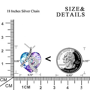 AOBOCO Amethyst Heart Necklace Gifts for Wife Sterling Silver Heart Purple Crystal Pendant Love You Forever Jewelry for Women