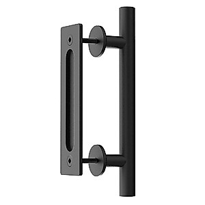 WINSOON Sliding Barn Door Hardware Double Door 8ft Track Kit with 2PCS 12 Inch Sliding Barn Door Handle Set