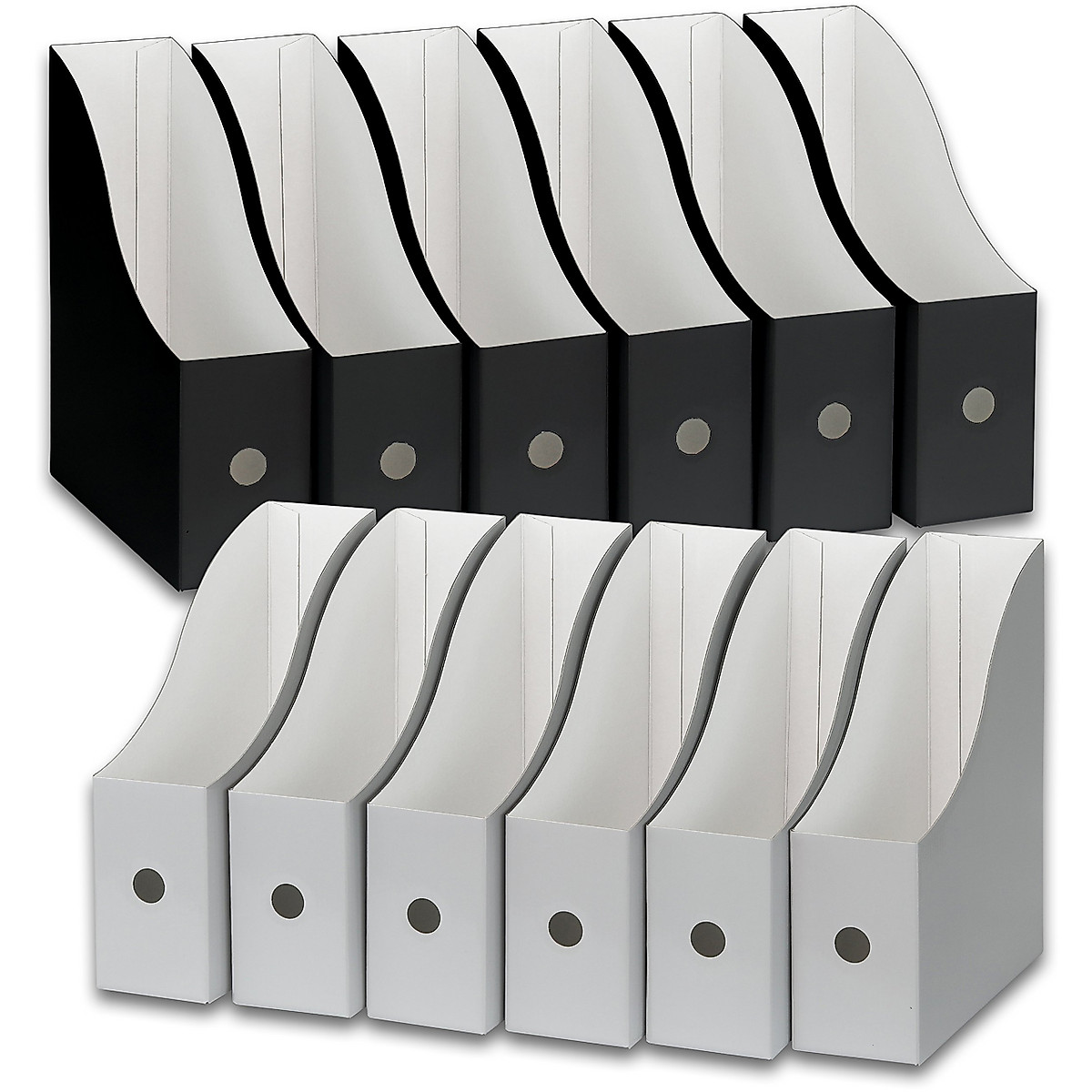 Simple Houseware White/Black Magazine File Holder Organizer Box (Pack of 12)