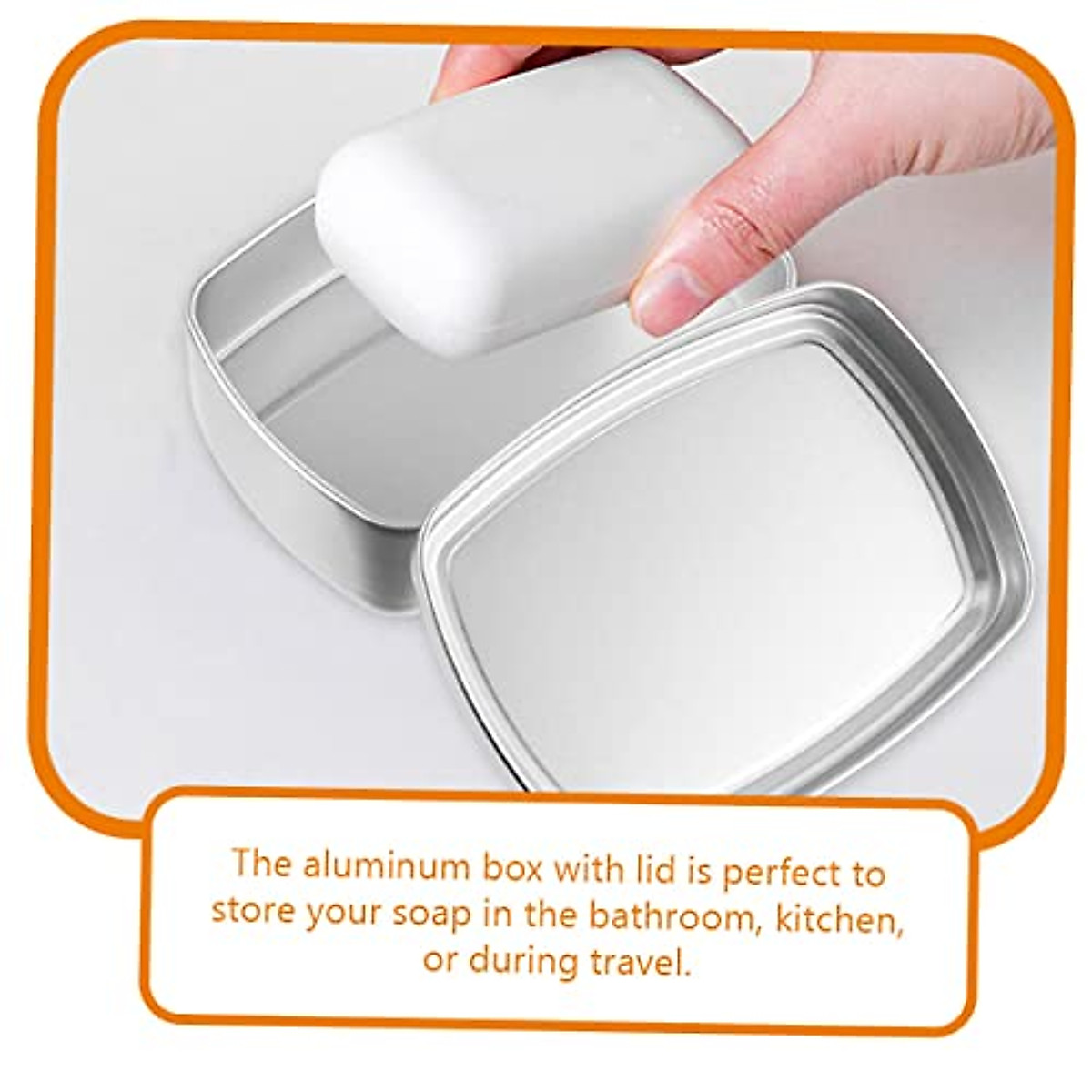 CORHAD 6pcs Square Shaped Aluminum Soap Box Food Grade Metal Storage Can Rectangular Candy Tins for Home Travel