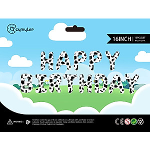 Cow print happy birthday banner letter balloon Moo Moo cow theme birthday party decor for cowgirl cowboy party , toy theme story birthday party supplies balloons