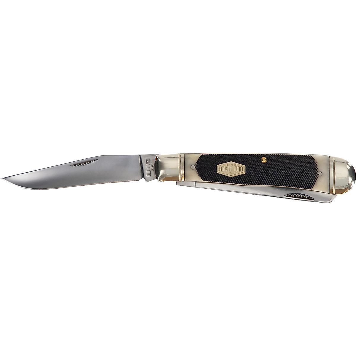 Old Timer 95OTB Genuine Bone Large Gunstock Trapper 7.3in S.S. Traditional Folding Knife with 3.1in Clip Point and Bone Handle for Outdoor, Hunting, Camping and EDC
