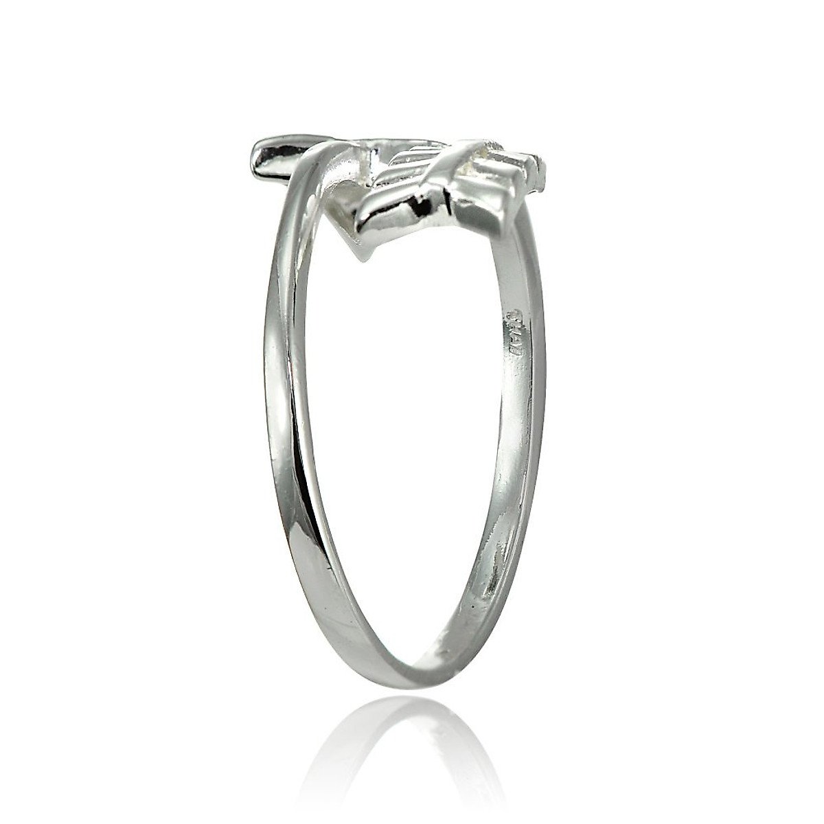 Hoops & Loops Sterling Silver High Polished Arrow Wrap Ring, Size 7