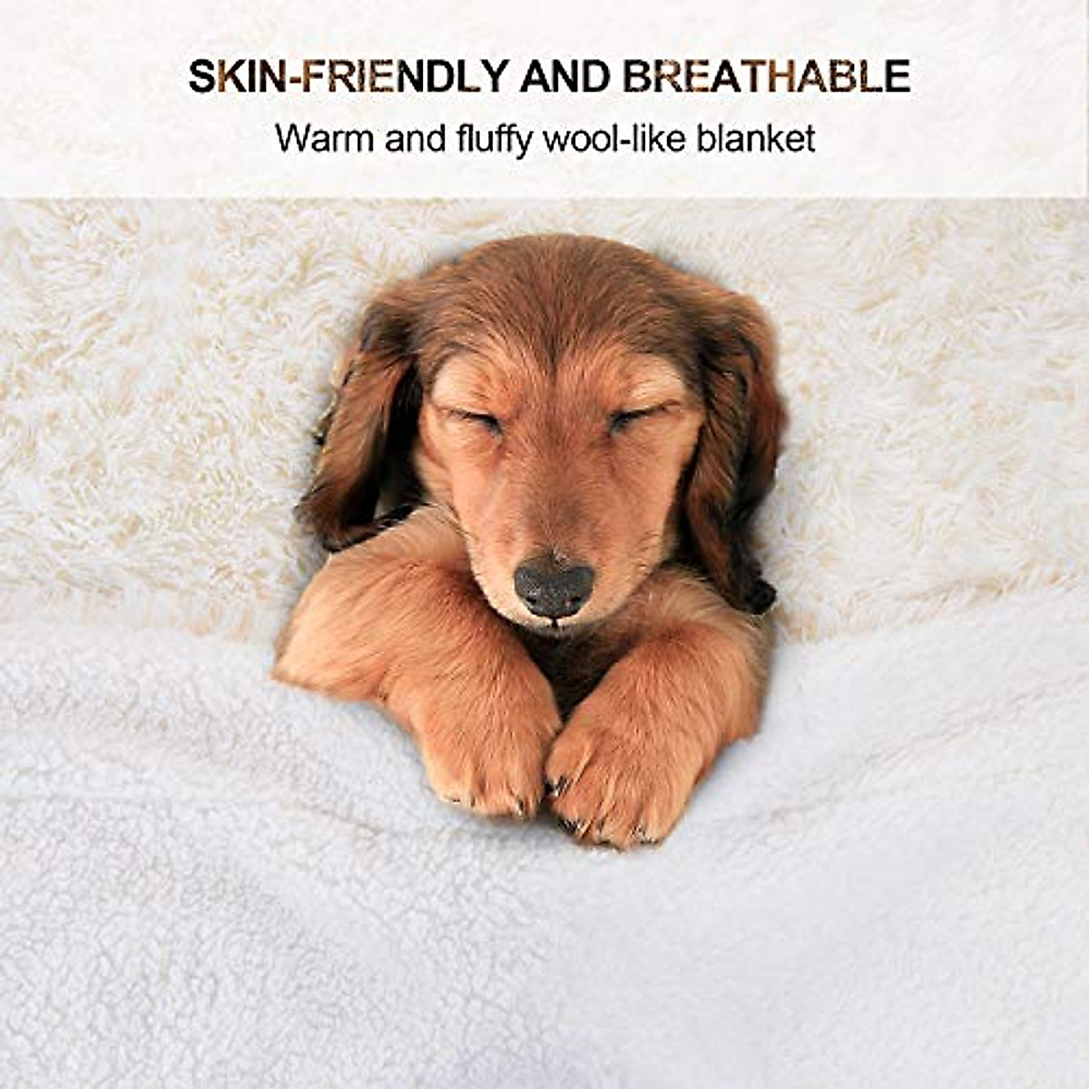 Softlife Super Soft Fluffy Faux Fur Throw Blanket 50" x 60" Reversible Plush Warm Sherpa Blankets for Couch Sofa Bed Throws Home Decorative, Cream