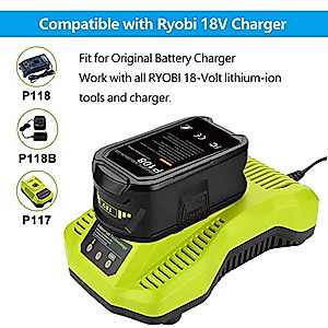 Bonacell 2Pack 6.5Ah Replacement for Ryobi 18V Battery Compatible with Ryobi ONE+ 18 Volt Lithium Battery P108 P102 P103 P104 P105 P107 P109 P190 P122 Cordless Power Tools