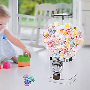 Gumball Machine Big Bubble Gumball Dispenser Machine 1.26in Ball Bulk Vending Machine w/key Classic Bubble Capsule Toys Candy Dispenser Vending Machine (White)