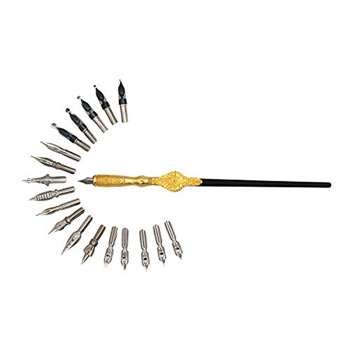Gullor Calligraphy Pens Set - Dip Pen Handcrafted Calligraphy Set with 18 Nibs, Gold