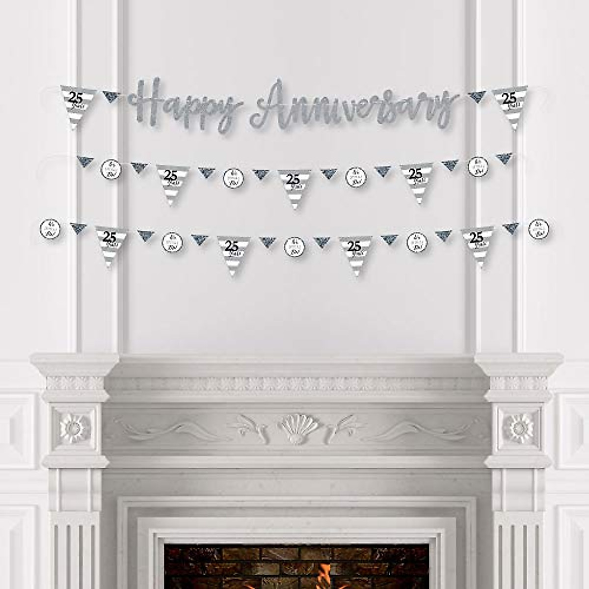 Big Dot of Happiness We Still Do - 25th Wedding Anniversary - Anniversary Party Letter Banner Decoration - 36 Banner Cutouts and Happy Anniversary Banner Letters