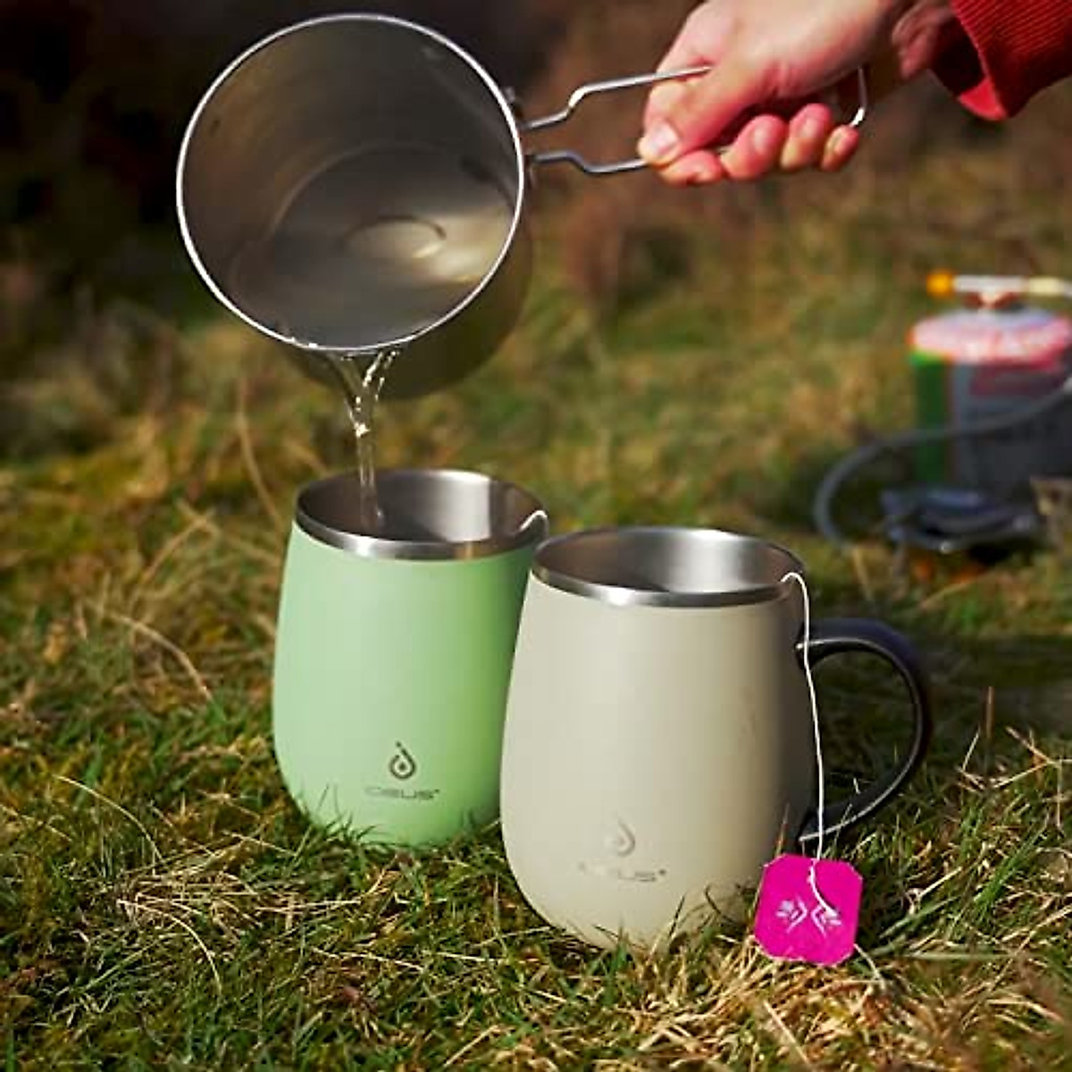 Ideus 16 oz Insulated Coffee Mug with Handle and Lid, Double Wall Stainless Steel Vacuum Insulated Tumbler Cup, Travel Coffee Cup Thermal Cup for Home and Office, Storm Black