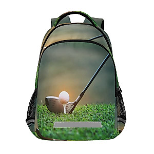 Golf Ball Sport Grass Backpack School Bookbag Laptop Purse Casual Daypack for Teen Girls Women Boys Men College Travel