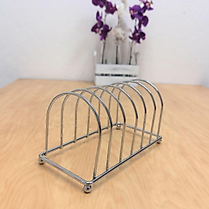 Supreme Housewares Toast Rack Stainless Steel Toast Holder Rack Round Ball Feet 6 Slice Slot Toast Rack Breakfast Carry Bread Loaf Slice Holder Stand Table Serving for Baking, Kitchen Supplies