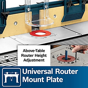 BOSCH RA1181 Benchtop Router Table 27 in. x 18 in. Aluminum Top with 2-1/2 in. Vacuum Hose Port