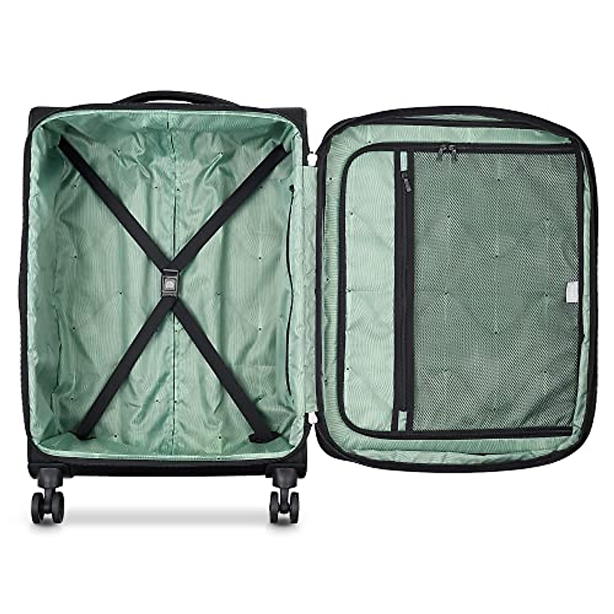 DELSEY Paris Sky Max 2.0 Softside Expandable Luggage with Spinner Wheels, Black, Checked-Medium, 24 Inch