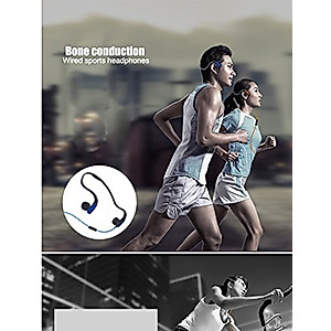New Bone Conduction Headphones with Microphone Stereo Open-Ear Sport Headphone with Noise Reduction Microphone (Blue)
