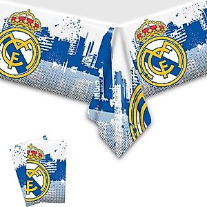 deenor 2Pack Rea Madrid Tablecloth Disposable Tablecover Birthday Party Supplies and Decorations for Kid Boy Baby Shower Rectangle Tables 70"X42"