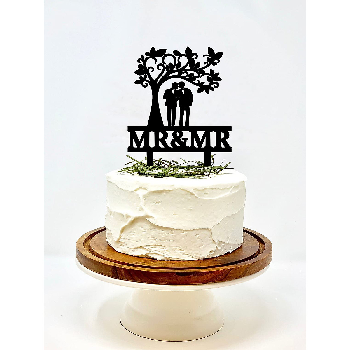 YzYbuaego Mr & Mr Wedding Cake Topper, The Gay Couple Standing and Kissing Under The Tree, Gay Wedding Cake Topper (Gay Tree)