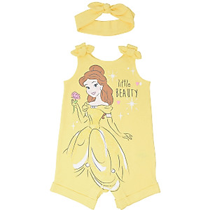 Disney Princess Belle Newborn Baby Girls Sleeveless Romper & Headband Belle 3-6 Months