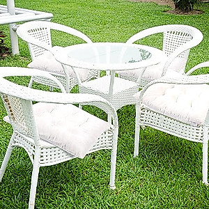 Timgle 16 Pack Seat Cushion Chair Cushions Pads Patio Cushions for Outdoor Furniture Chair Pads with Ties Non Slip Chair Mat for Kitchen Office Dining Sofa Indoor Outdoor Use, 16 x 16 Inch (Beige)