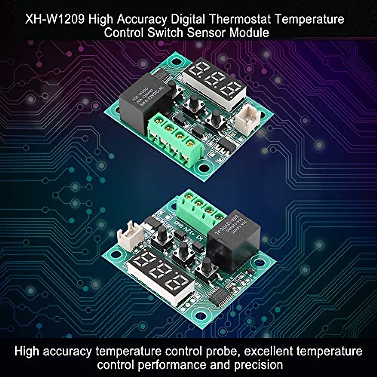 AITRIP 3PCS W1209 12V DC Digital Temperature Controller Board with 10A One-channel Relay and Waterproof Micro Digital Thermostat -50-110°C Electronic Temperature Temp Control Module Switch (With Case)