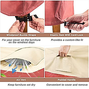 Patio Furniture Covers Waterproof, 600D Heavy Duty Outdoor Furniture Covers for Outdoor Table (124" W x 59" D x 29" H, Beige & Orange)