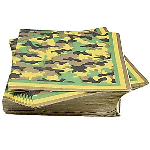 Gift Boutique 122 Pcs Camouflage Party Supplies Set Paper Plate Cup Napkin for Camo Hunting Army Military War Birthday Disposable Dinnerware Serves 24