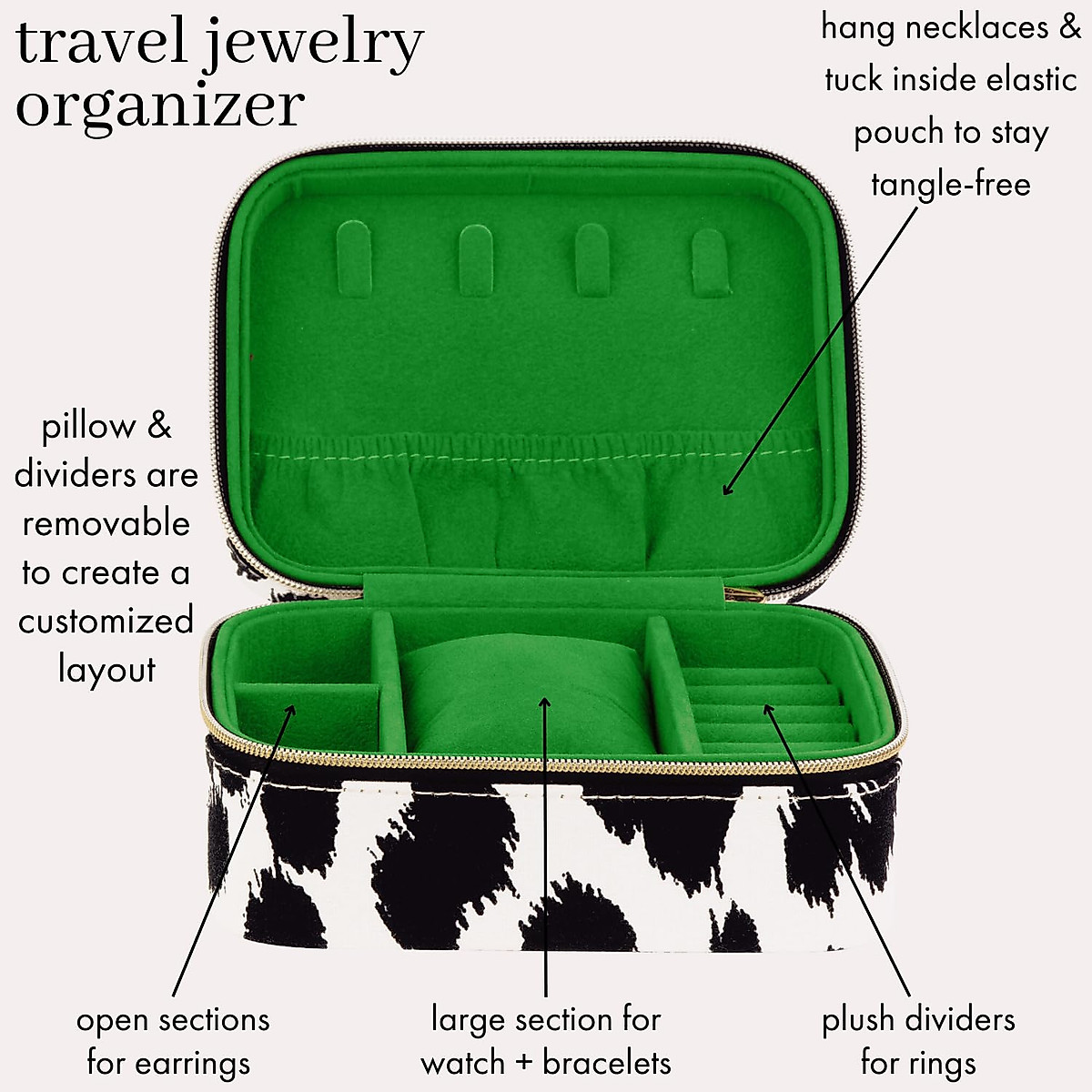 Kate Spade New York Small Travel Jewelry Case, Jewelry Travel Box, Jewelry Holder Organizer for Rings, Necklaces, Earrings, Bracelets, Modern Leopard, Modern Leopard, Modern