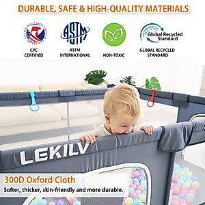 LEKILV Baby Playpen, Extra Large Playpen for Babies and Toddlers, Outdoor Portable Foldable Infant Playpen, Sturdy Safety Huge Baby Fence Play Mat Ball Pit（59x70.8x26 in)